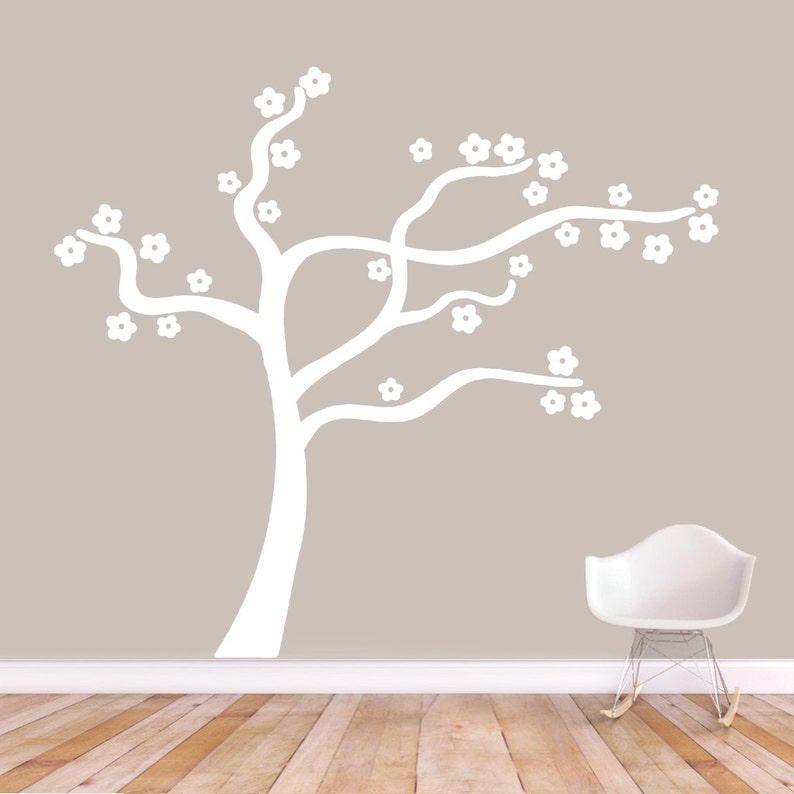 Blowing Flower Tree Wall Decal Decorative Art Decor Sticker - Etsy