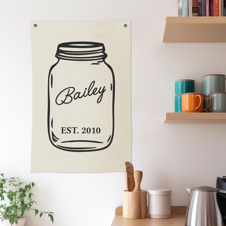 Custom Name Year Mason Jar Banner Personalized Kids Room Decor ...