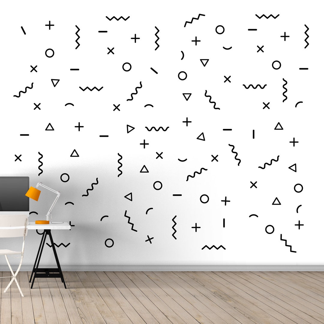 Geometric Shapes Wall Decal Set, Boho Mural Stickers - Etsy