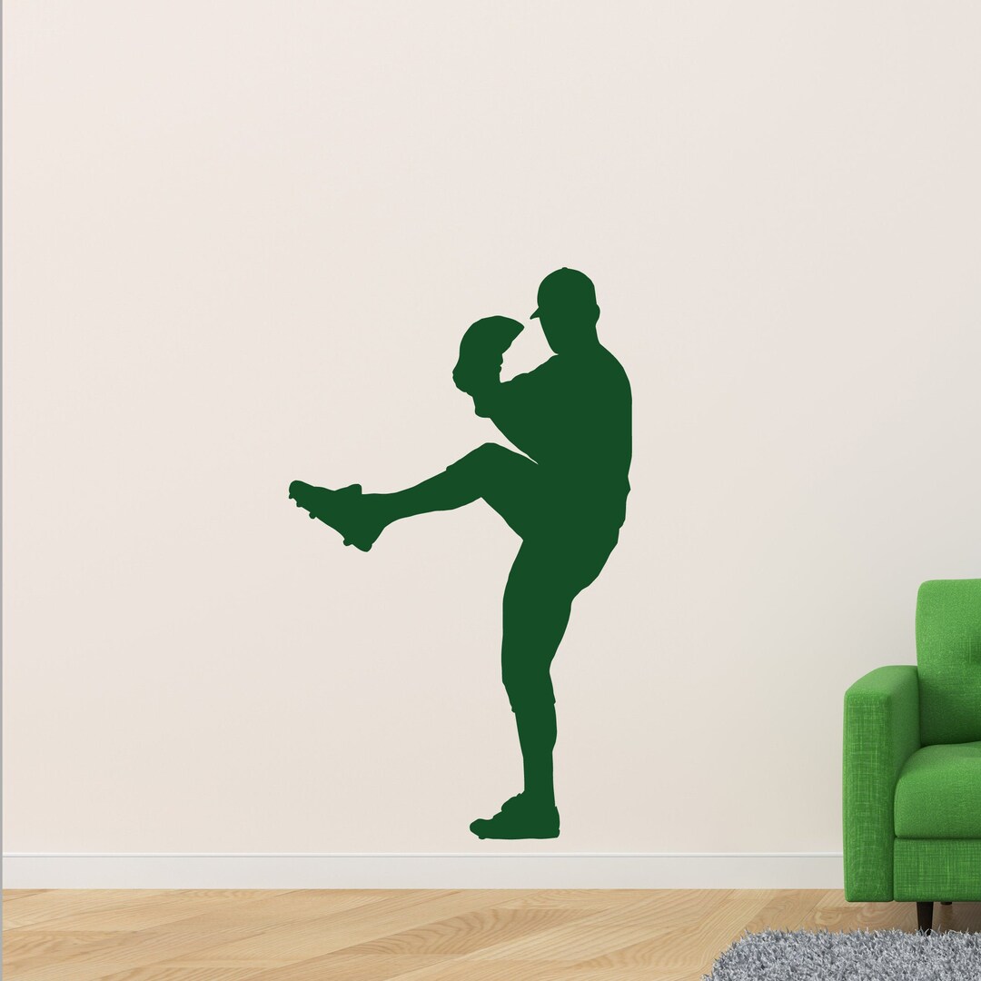 Baseball Pitcher Decal, Baseball Player Sticker for Wall or Sign ...