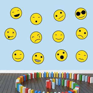 Emoji Smiley Faces Printed Wall Decal Set Decorative Art Decor Stickers ...