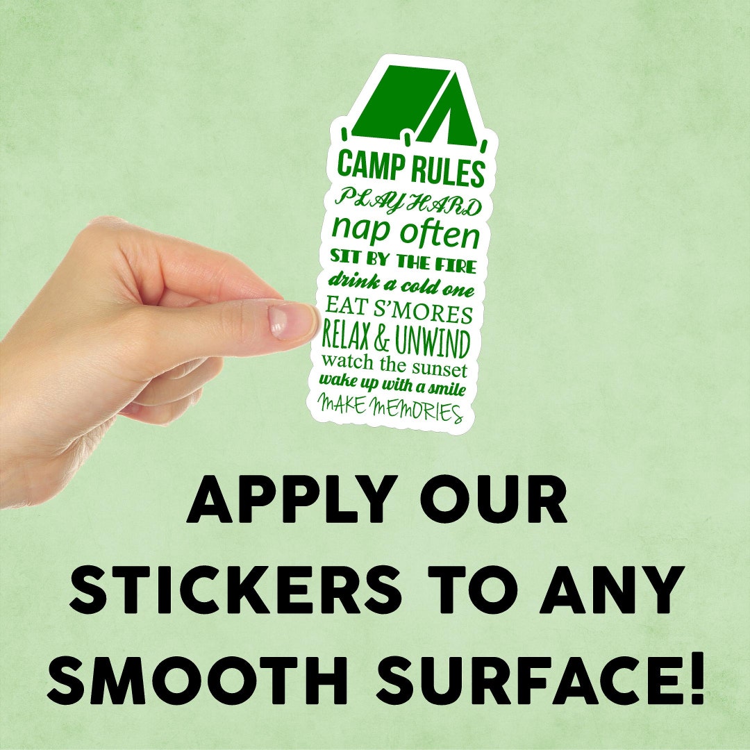 Camp Rules Mini Sticker Decal for Tumbler / Device / Laptop / iPad ...