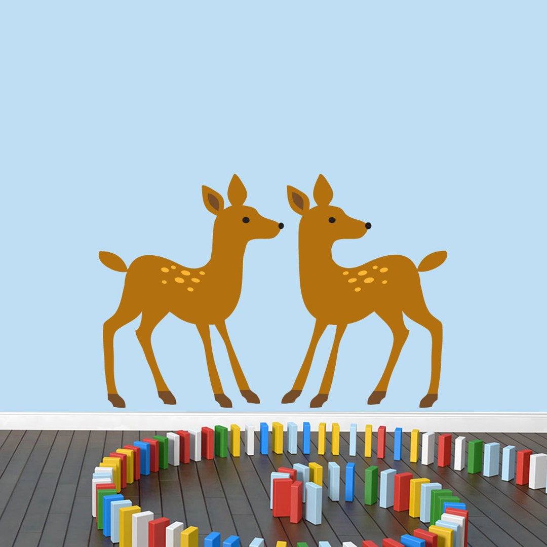 Woodland Forest Deer Printed Wall Decal Mural Decorative Art Decor ...