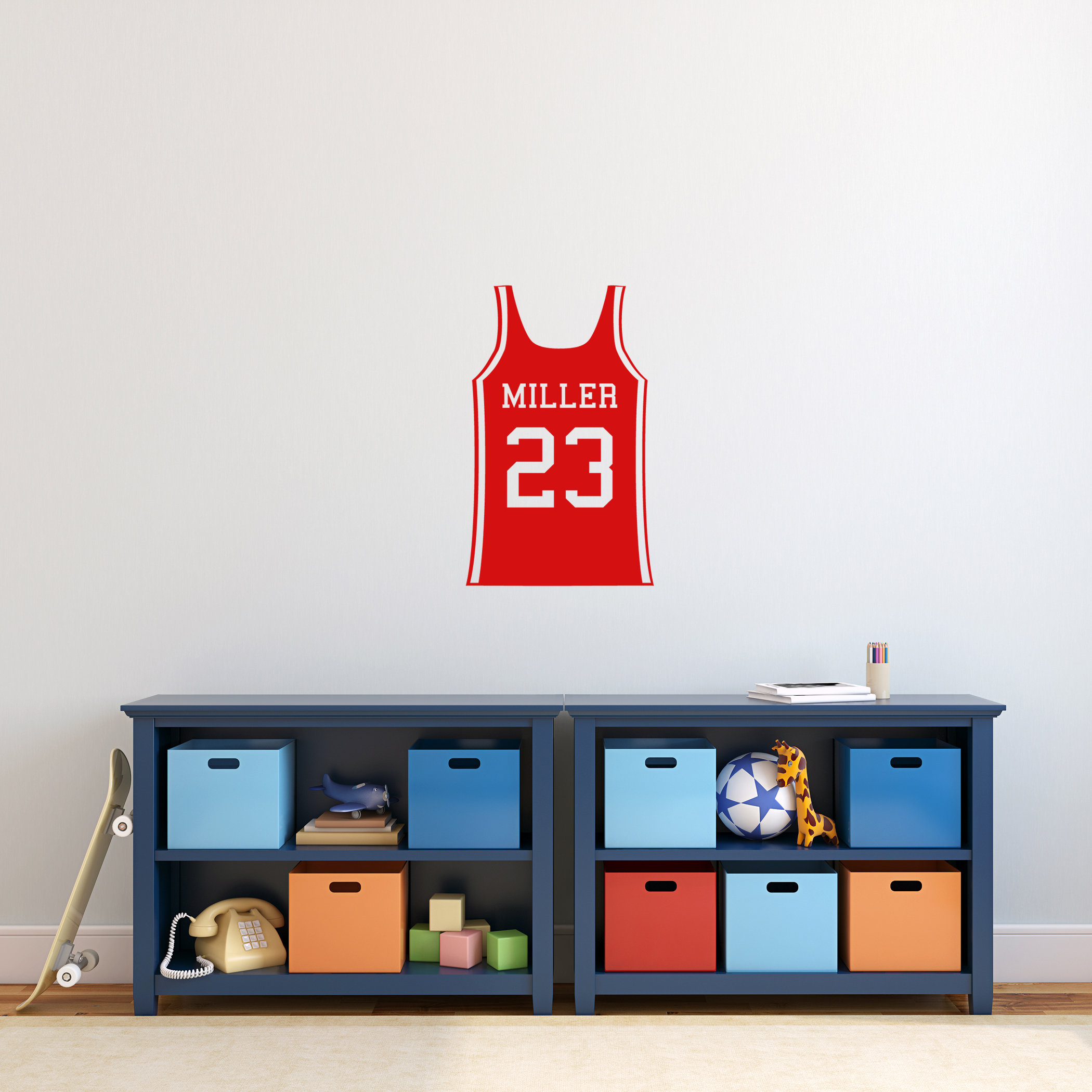 Custom Basketball Jersey Wall Decal // Personalized Kid's | Etsy