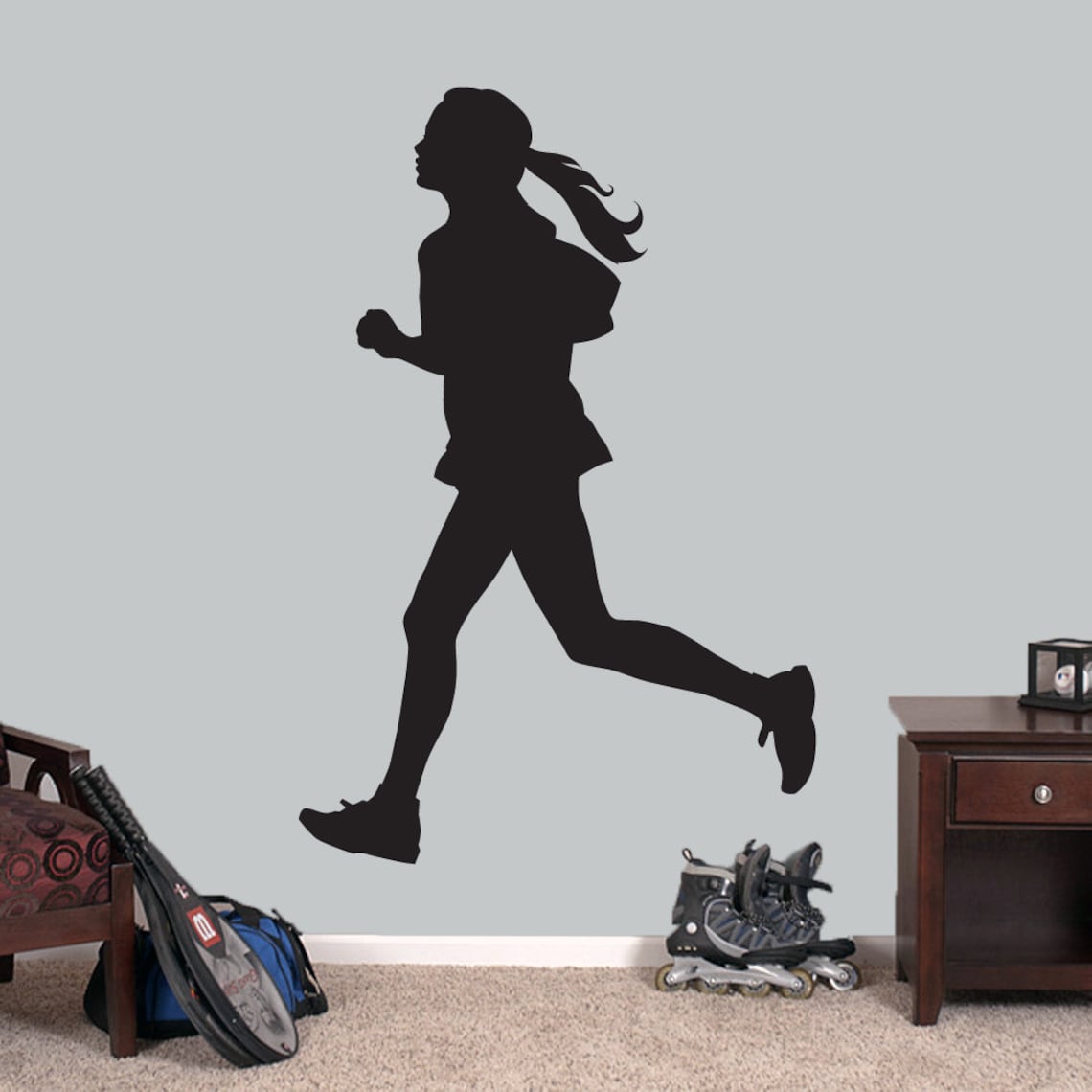 Girl Running Decal Sports Runner Sticker for Wall or Sign - Etsy