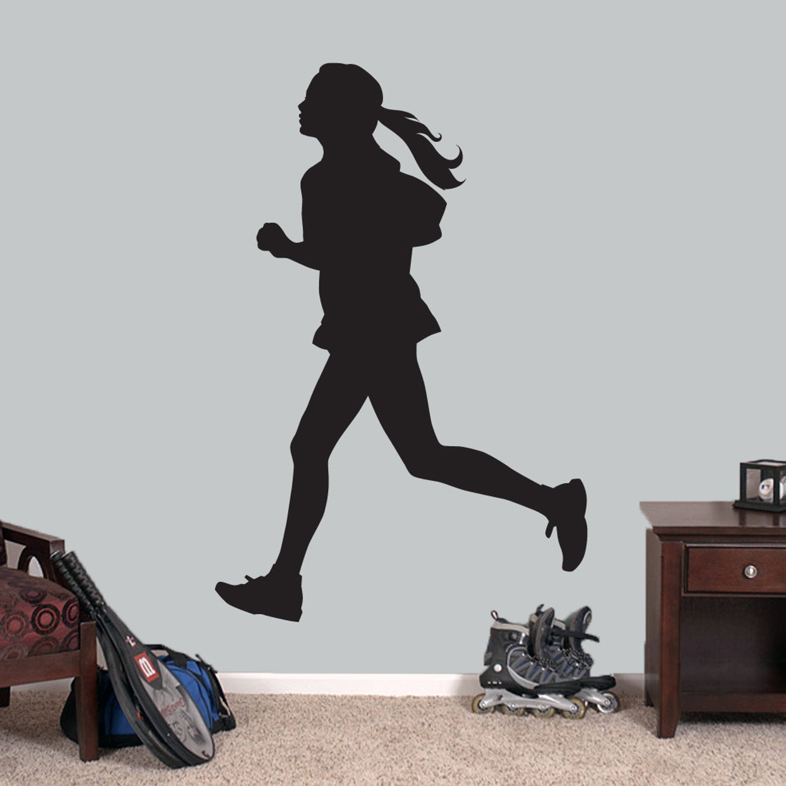 Girl Running Decal Sports Runner Sticker for Wall or Sign - Etsy