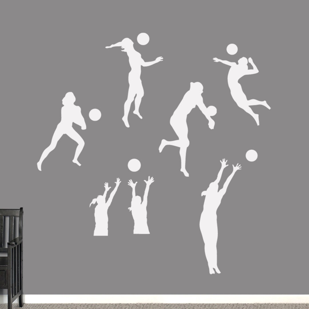 Volleyball Players Decals, Set of Volleyball Stickers for Wall Mural or ...