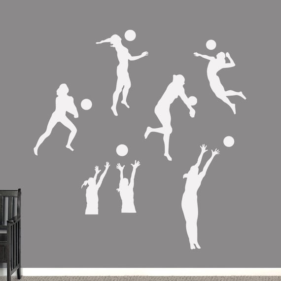 Volleyball Players Decals Set of Volleyball Stickers for Wall | Etsy
