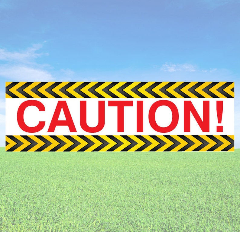 Caution Banner Business Office Store Front Banners - Etsy