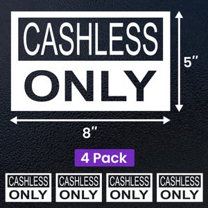 Cashless Only Stickers: Business Storefront Window Decals - Set of 4 - Etsy