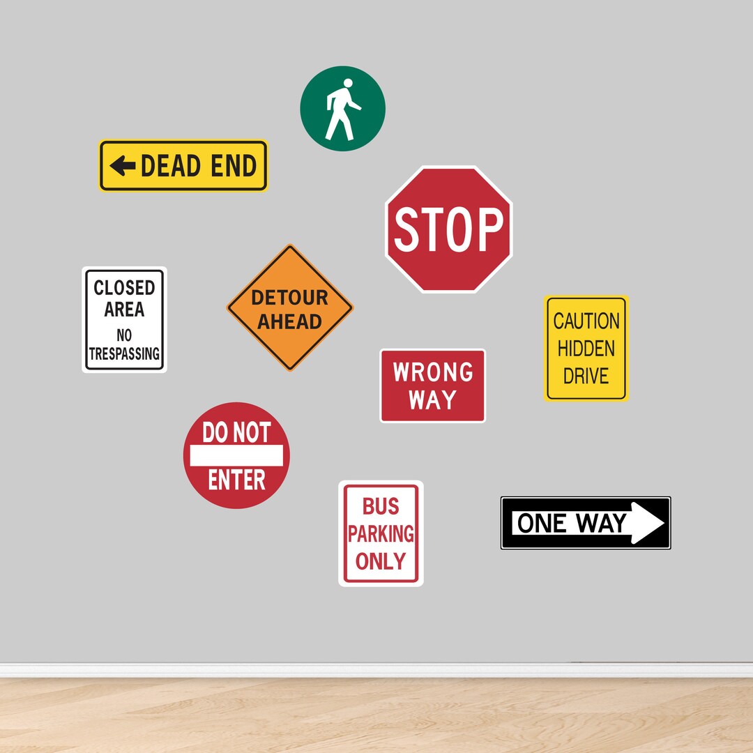 Large Road Signs Decals, Traffic Stickers for Wall or Sign, Indoor or ...