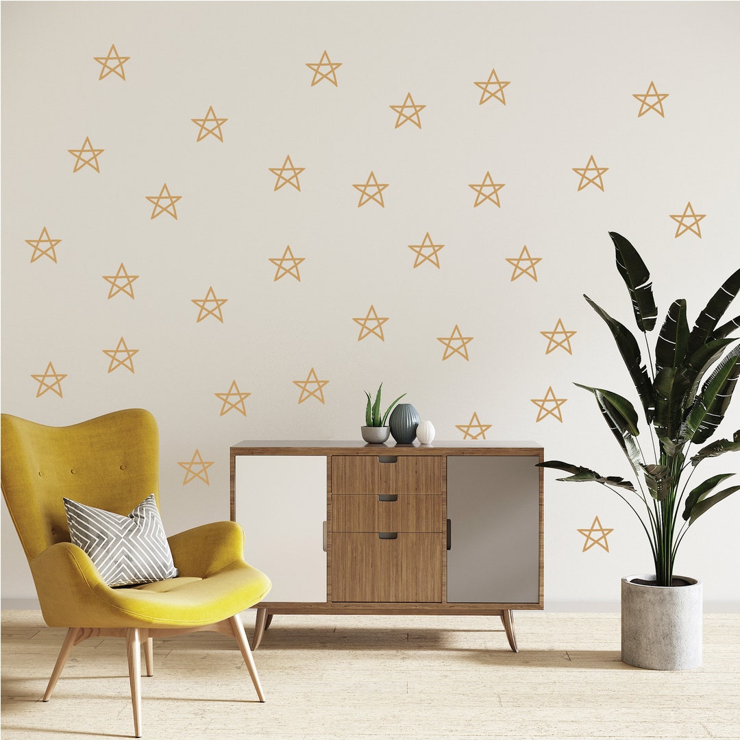 Hand Drawn Stars Wall Decals - Zodiac Night Sky Mural for Kids Bedroom ...