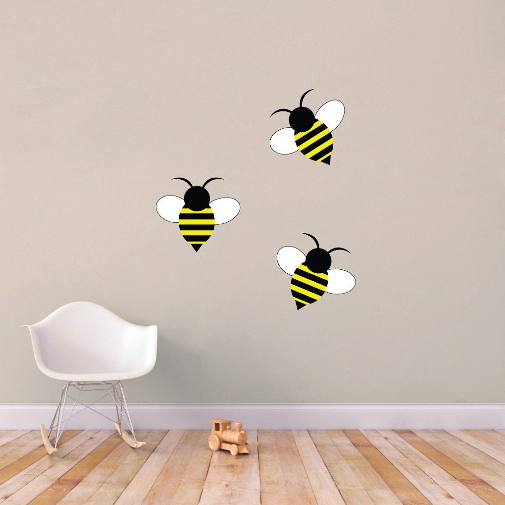 Set of 3 Bumble Bees Wall Decal Decorative Art Decor Sticker - Etsy