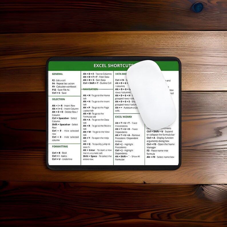 Excel Shortcuts Mouse Pad, Office Desk Accessories, Computer Tech Gift ...