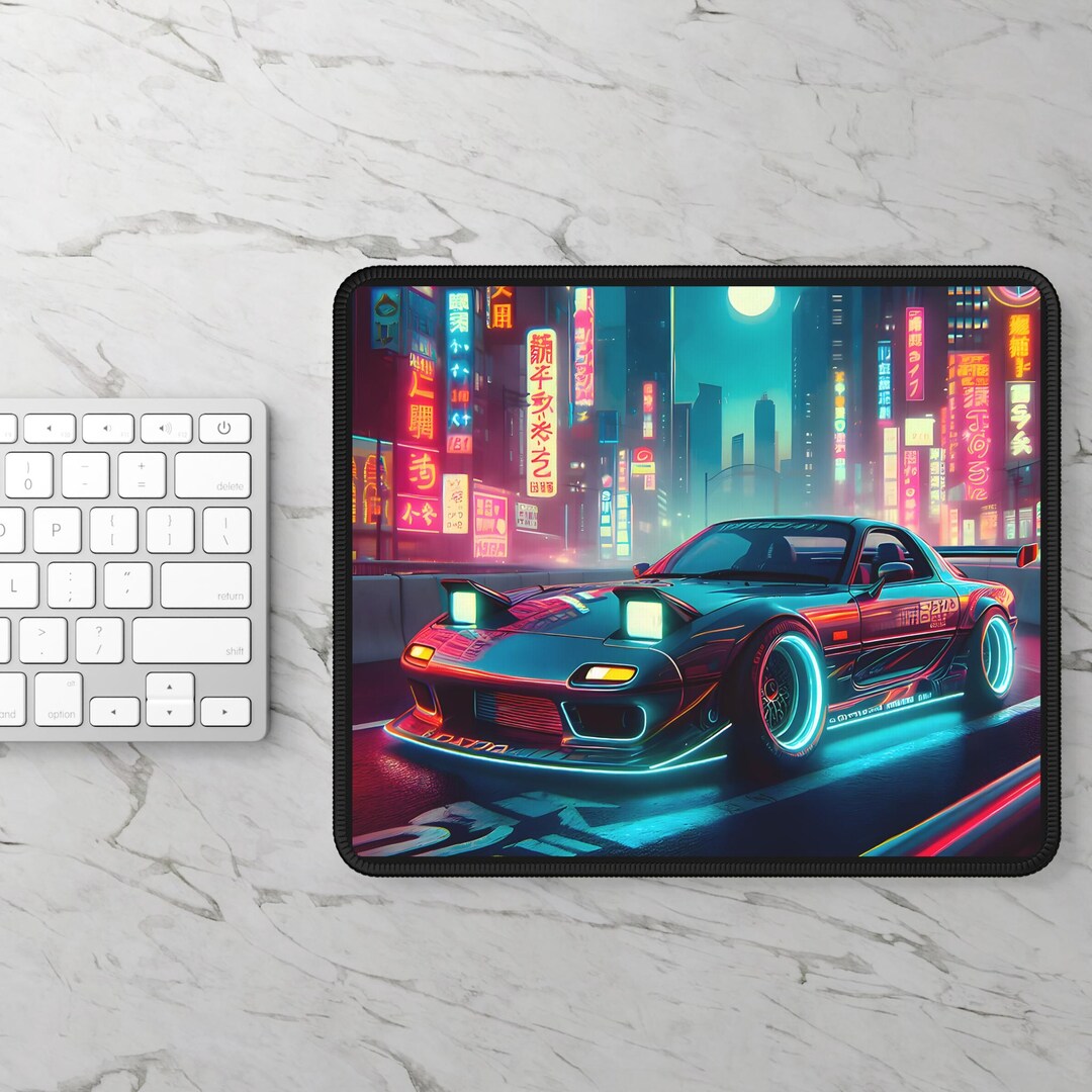 RX7 Cyber Metropolis Racing Car Mouse Pad, Tech Desk Mat, Modern ...
