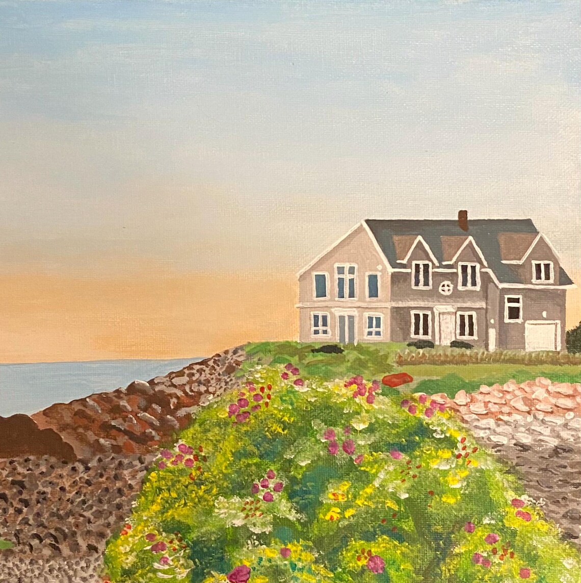 Hand-painted Custom Oil Painting of House, Housewarming Gift, Wedding ...