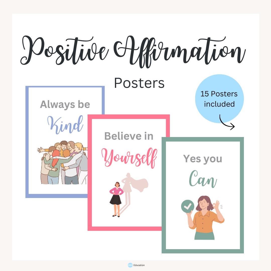 Positive Affirmation Classroom Posters in A4 and A3 Size. Growth ...