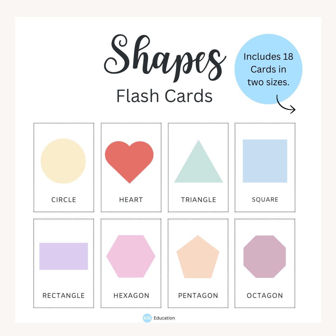 Shapes Flash Cards, Geometric Shapes, Homeschool Printables, School ...