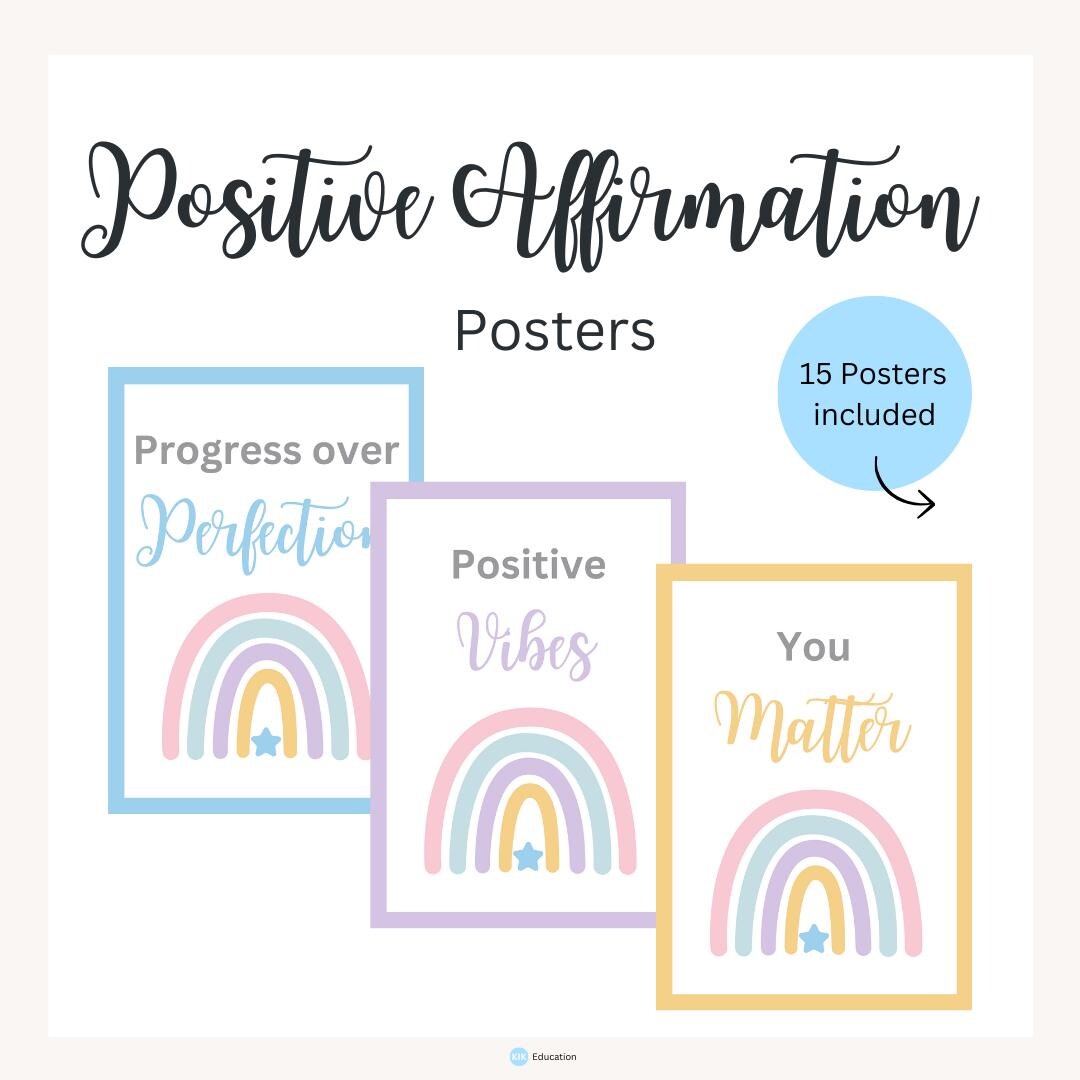 Positive Affirmation Classroom Posters in A4 and A3 Size. Growth ...