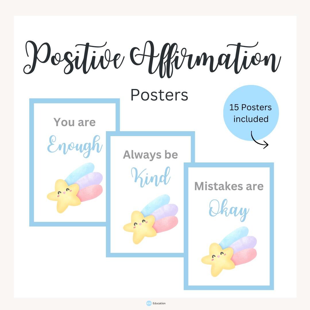 Positive Affirmation Classroom Posters in A4 and A3 Size. Growth ...