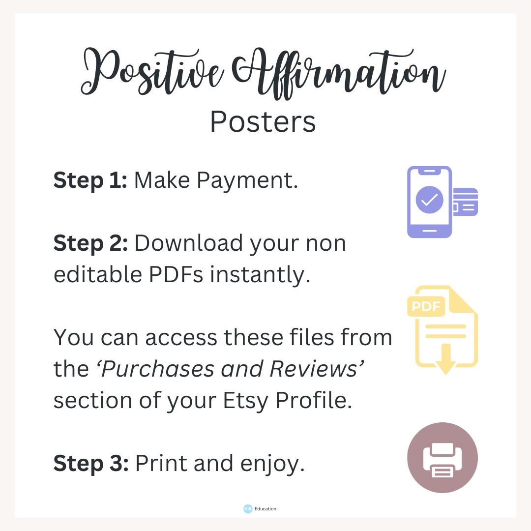 Positive Affirmation Classroom Posters in A4 and A3 Size. Growth ...