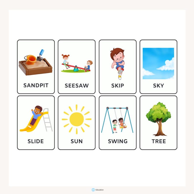 A Day at the Park Flash Cards. Easy to Download. Printable. Includes 33 ...
