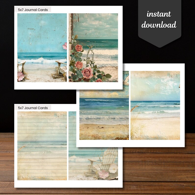 Whimsical Beach Junk Journal Kit, Digital Download for Scrapbooking ...