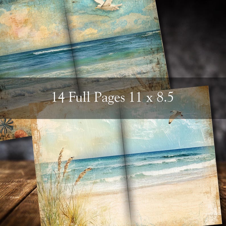 Whimsical Beach Junk Journal Pages, Ocean Scrapbook Paper (digital ...