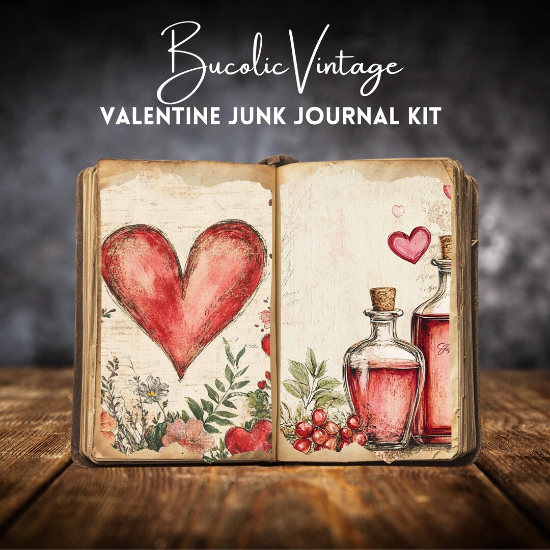 Vintage Valentine Junk Journal Kit | Printable Valentine Digital Papers ...