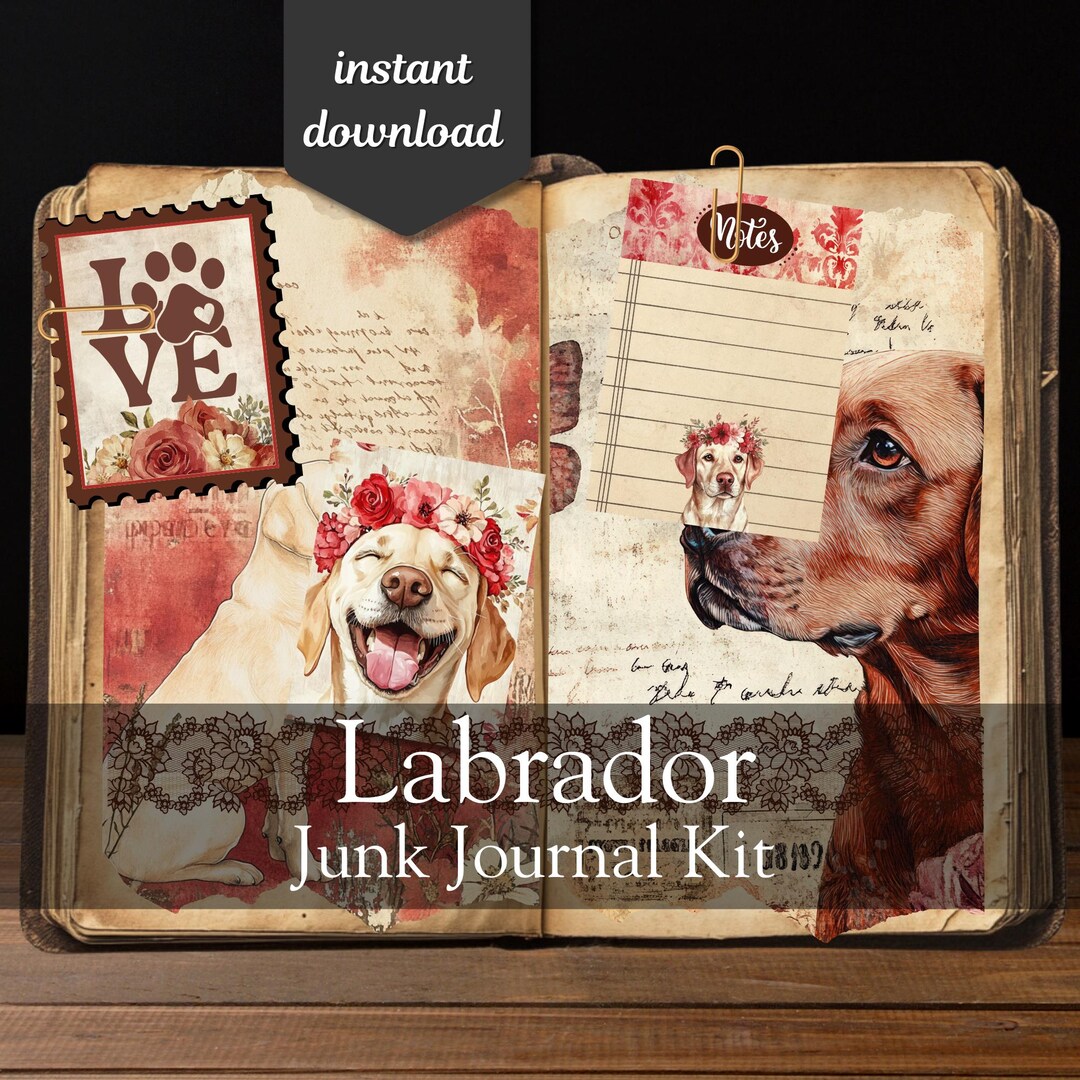 Junk Journal Pages Dogs, Printable Ephemera Kit, Digital Scrapbook ...