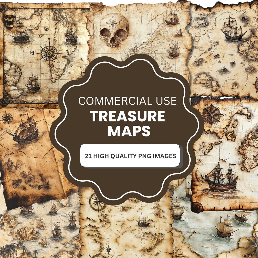 Treasure Map Clipart Treasure Map Graphics Pirate Map Printable ...