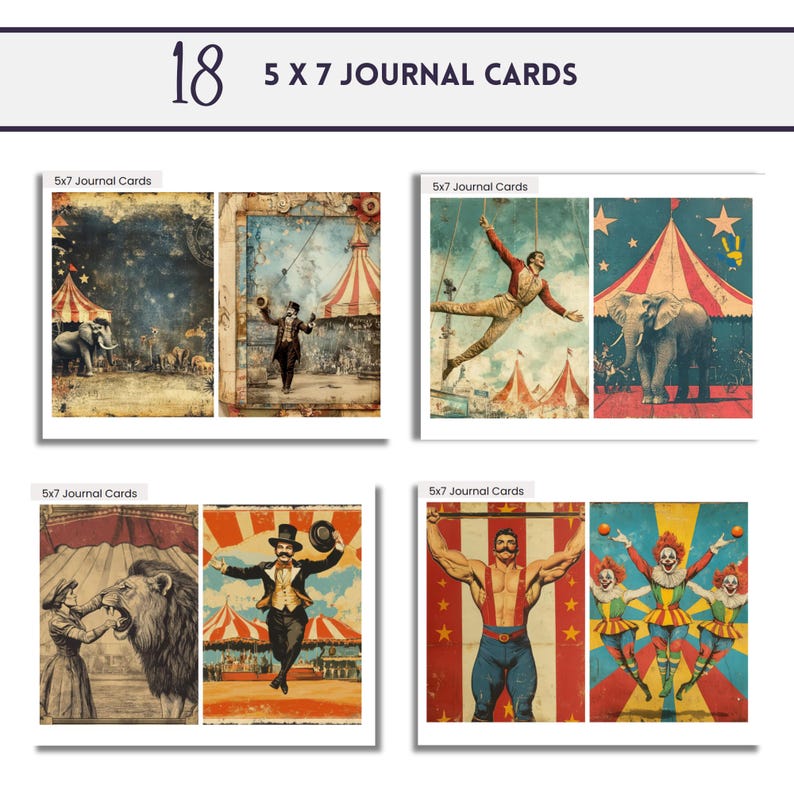Vintage Circus Junk Journal Kit: Printable Digital Paper, Fussy Cuts ...