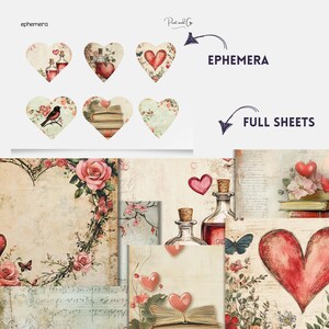 Vintage Valentine Junk Journal Kit | Printable Valentine Digital Papers ...