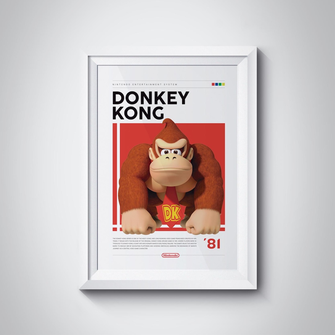 Donkey Kong Poster, Video Games Print, Gaming Room Poster, Classic ...