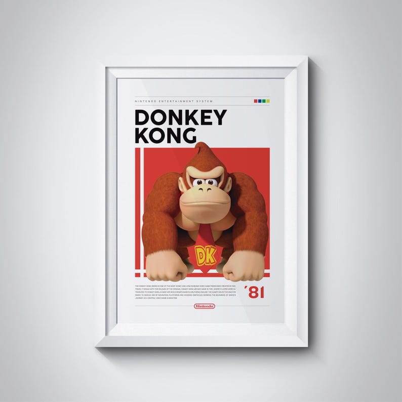 Donkey Kong Poster, Video Games Print, Gaming Room Poster, Classic ...