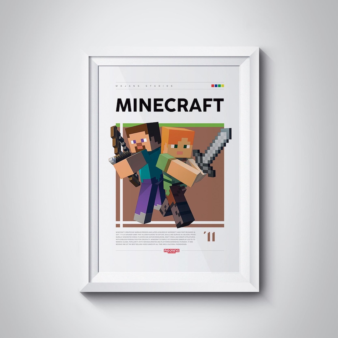 Minecraft Poster, Video Games Print, Gaming Room Poster, Classic Arcade ...