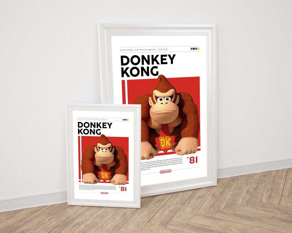 Donkey Kong Poster, Video Games Print, Gaming Room Poster, Classic ...