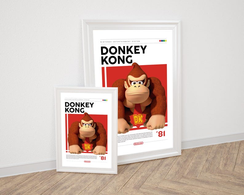 Donkey Kong Poster, Video Games Print, Gaming Room Poster, Classic ...
