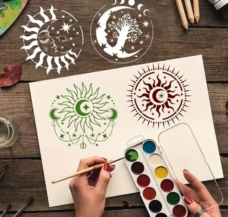 Astral Tarot Sun and Moon Art Stencils Reusable Craft Templates for DIY ...