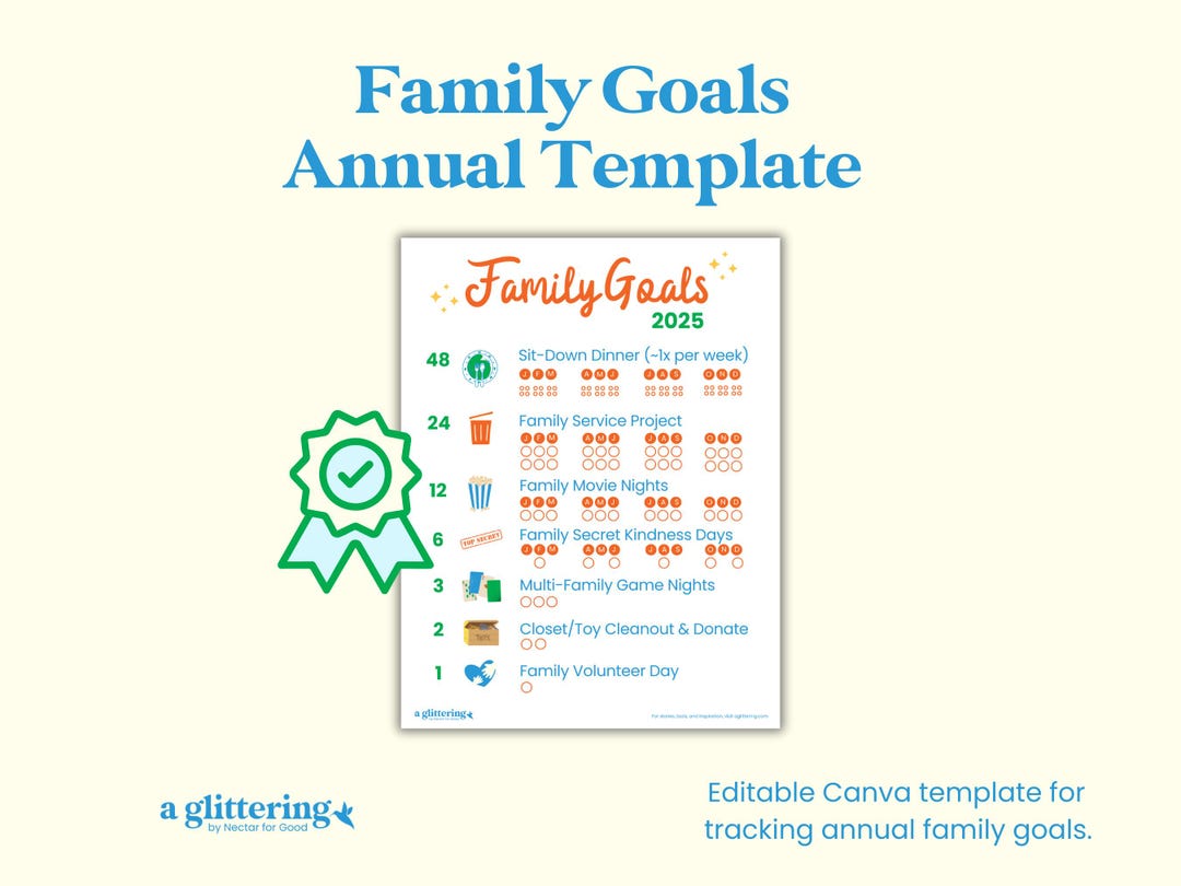 Annual Family Goals Template - Etsy