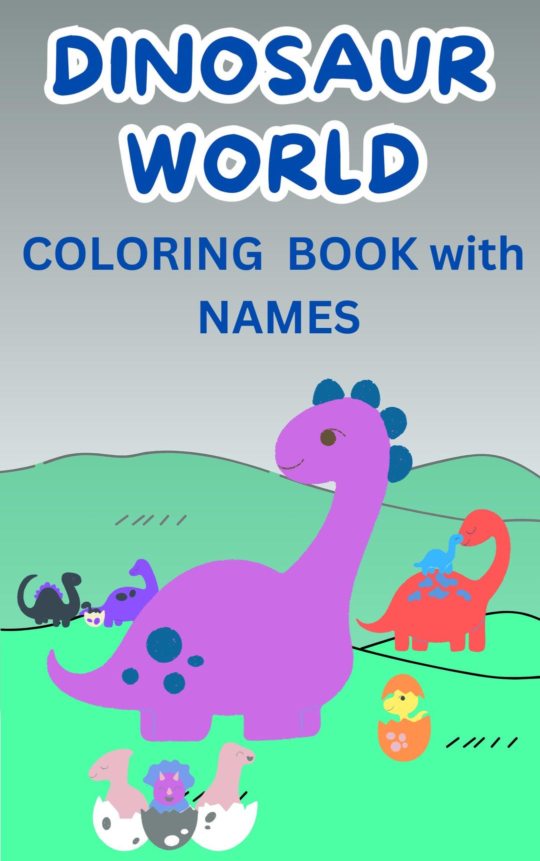 Dinosaur World Coloring Book With Names - Etsy
