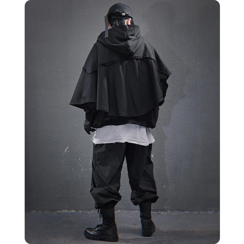 Techwear Harajuku Hoodie | Oversized Cloak Sweatshirt | Vintage Fake ...
