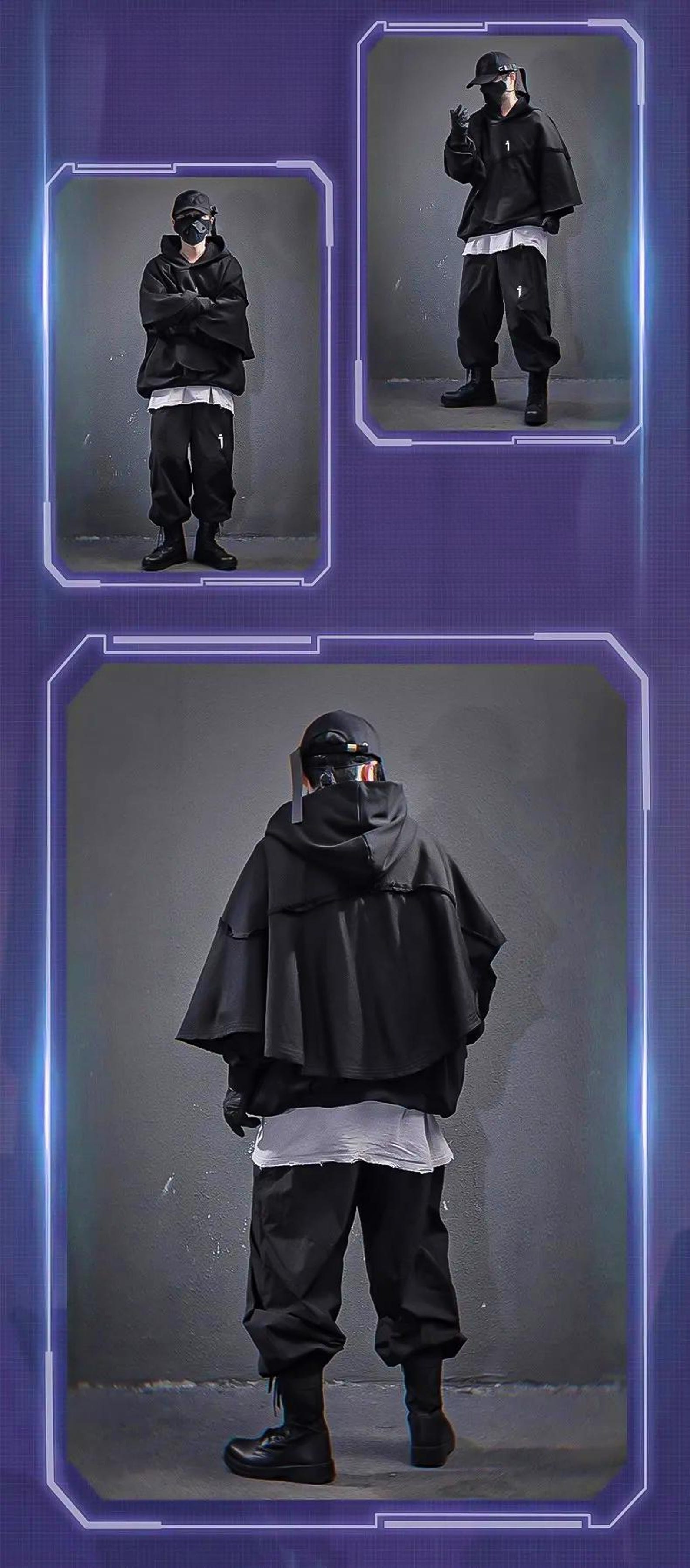 Techwear Harajuku Hoodie | Oversized Cloak Sweatshirt | Vintage Fake ...