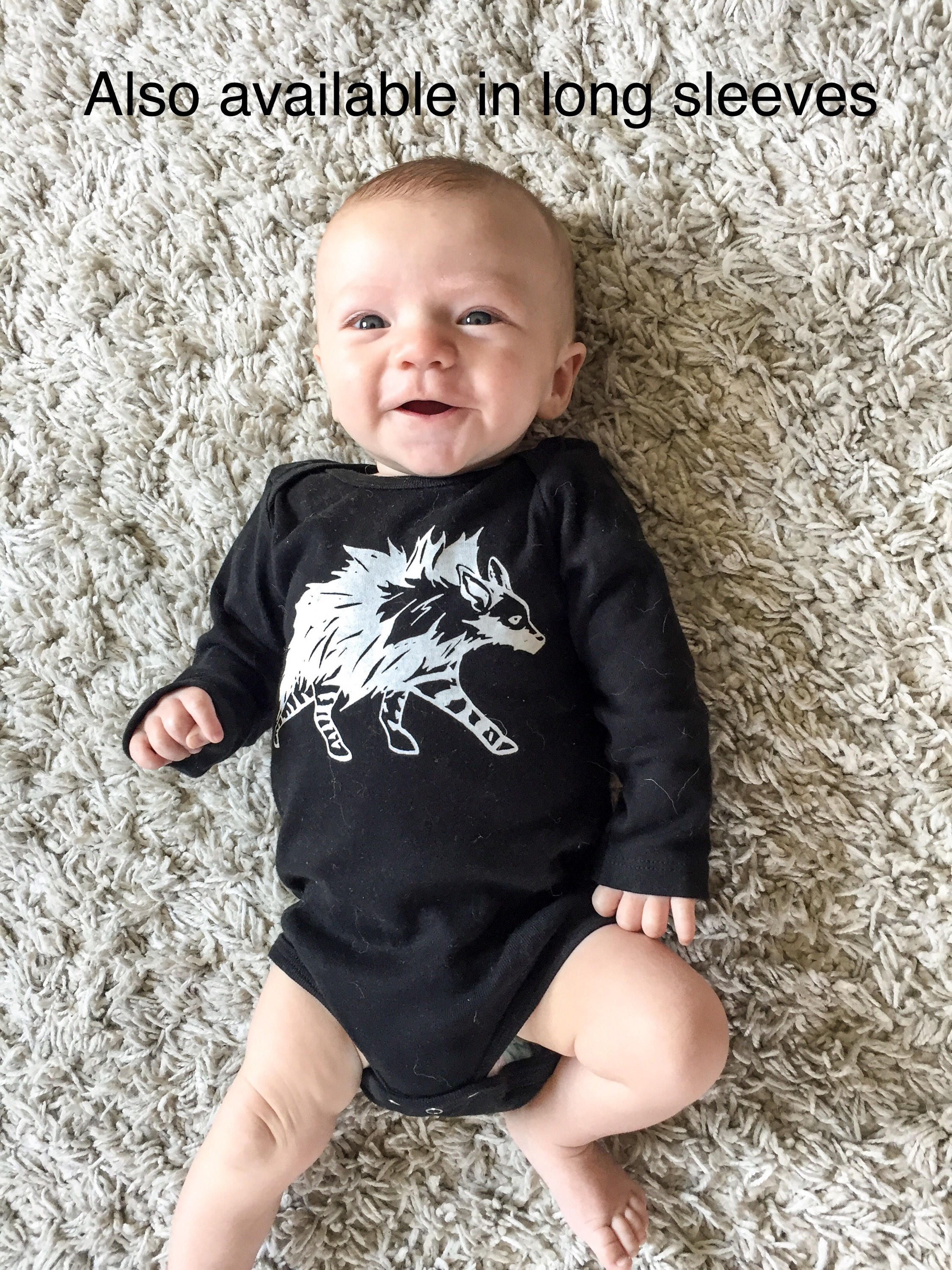 Brown Hyena Black Organic Baby Bodysuit - Etsy