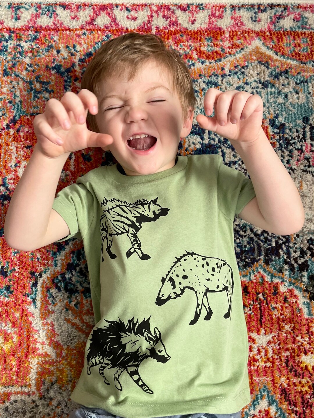 Kids Hyena T Shirt Organic Green - Etsy