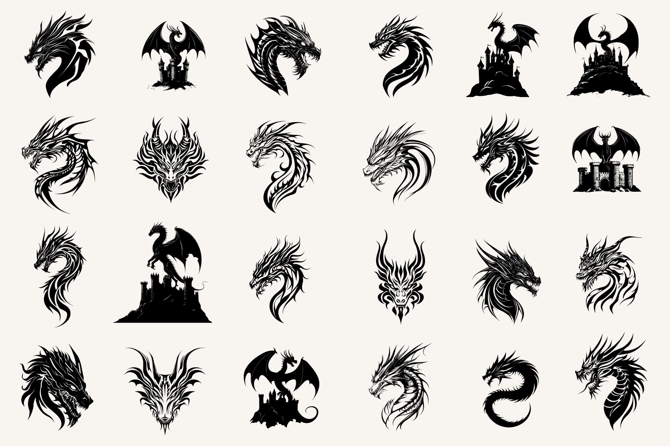Dragon SVG Bundle Clipart | Mythical Creature Vector Designs | Fantasy ...
