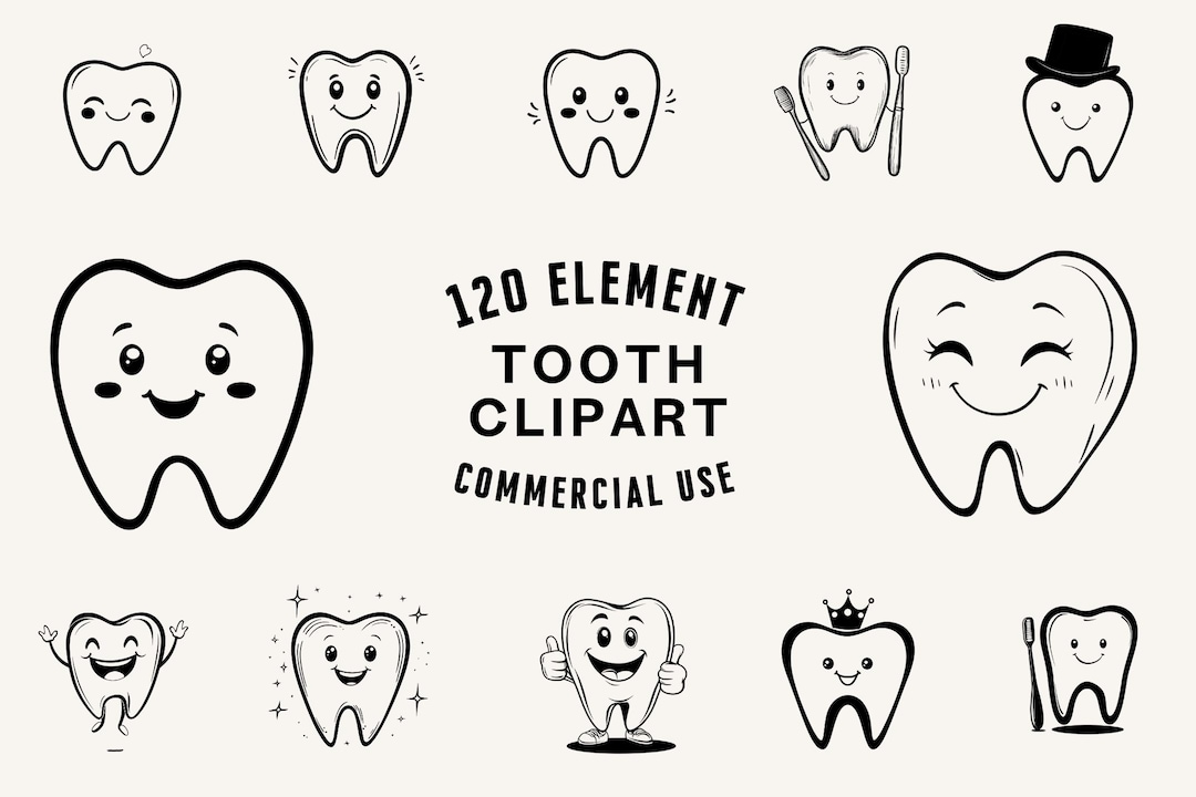 Tooth SVG Bundle | Cute Face Tooth Clipart | Dental Vector Designs ...
