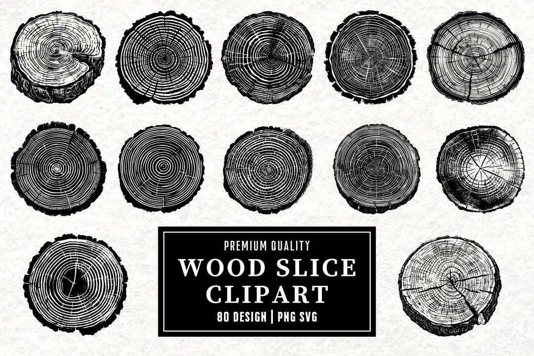Wood Slice SVG Bundle | Tree Ring Clipart | Wood Slice Vector Designs ...