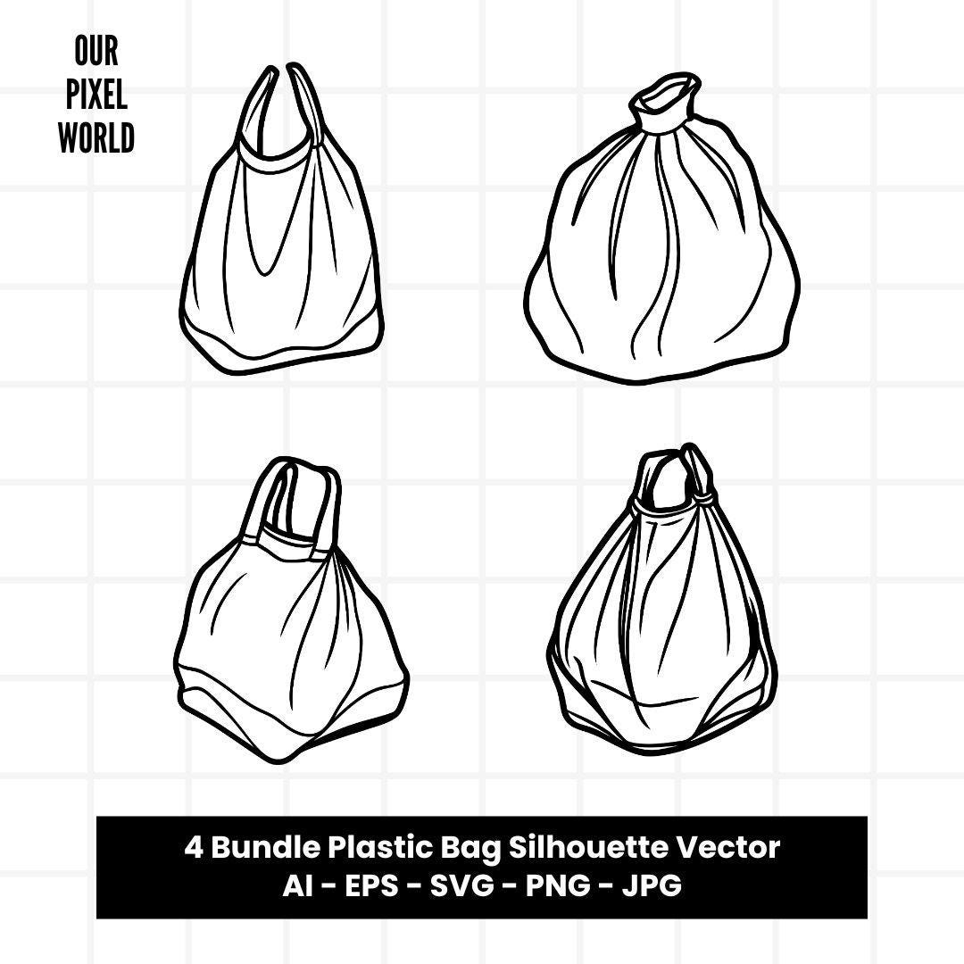 Plastic Bag Bundle SVG | Plastics PNG | Bags Vector Editable Color ...