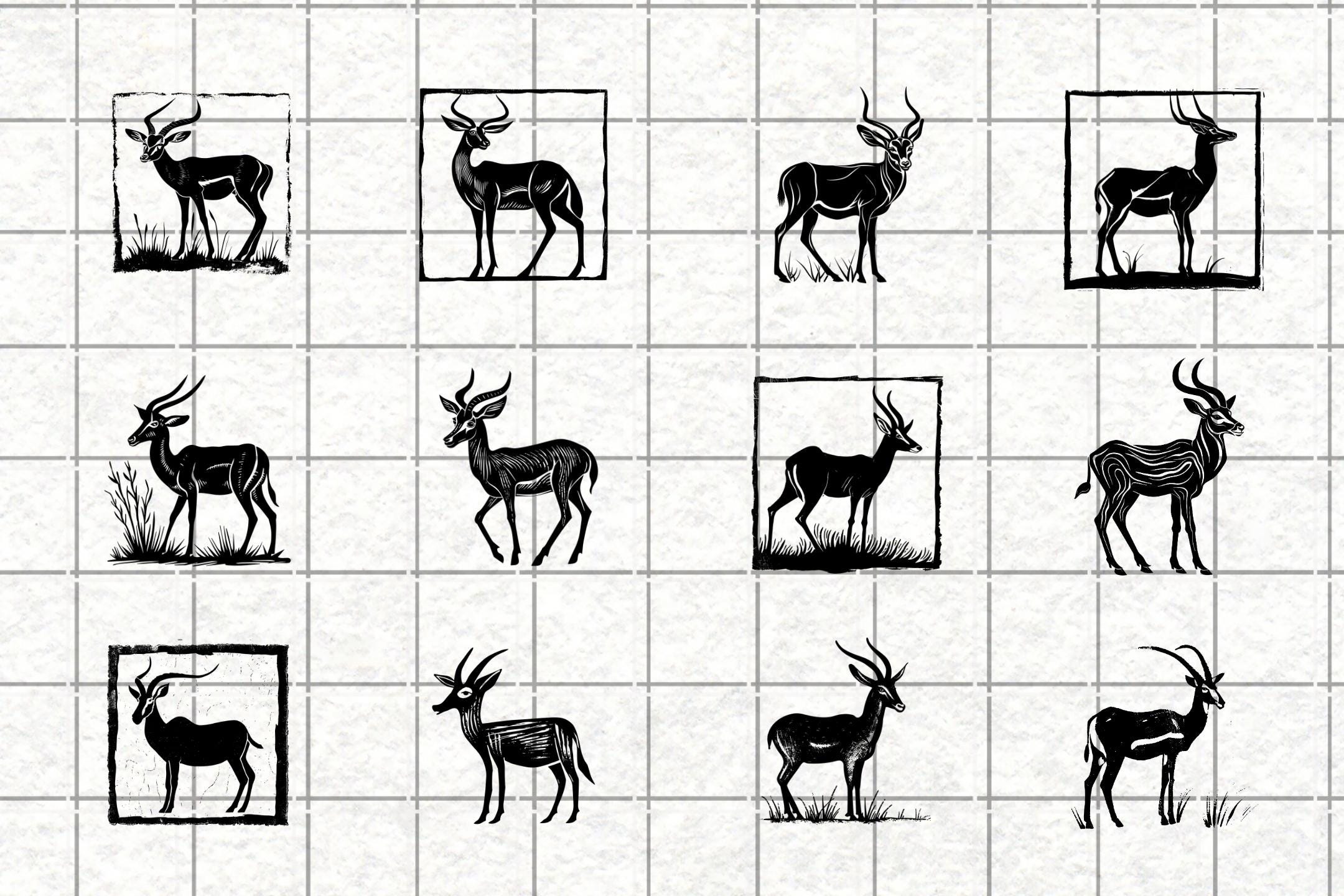 Antelope SVG Bundle: Wildlife Animal Vector Designs (instant Download ...